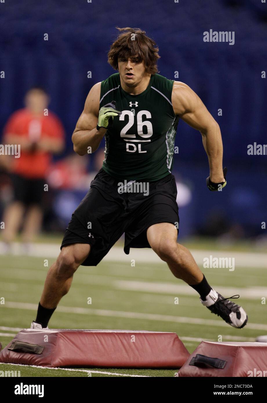 Purdue defensive end Ryan Kerriganruns a drill during the NFL football ...