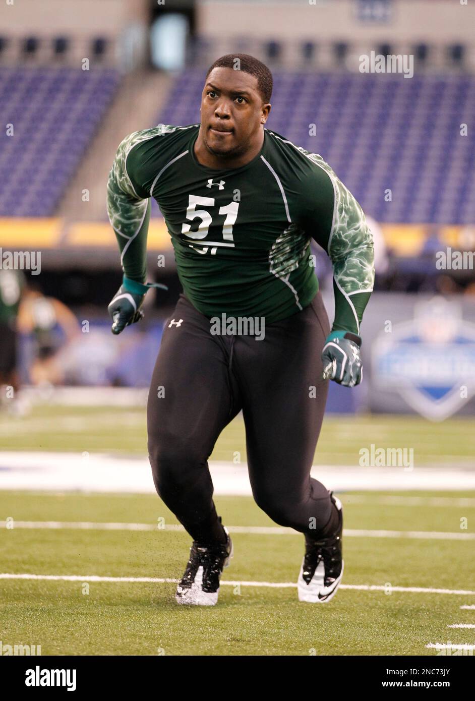 Southern Arkansas defensive lineman Cedric Thornton runs a drill at the ...