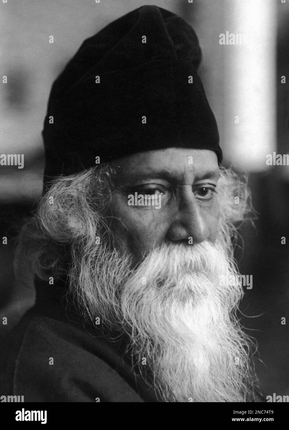 Portrait of Bengali poet, novelist, musician, painter and playwright ...