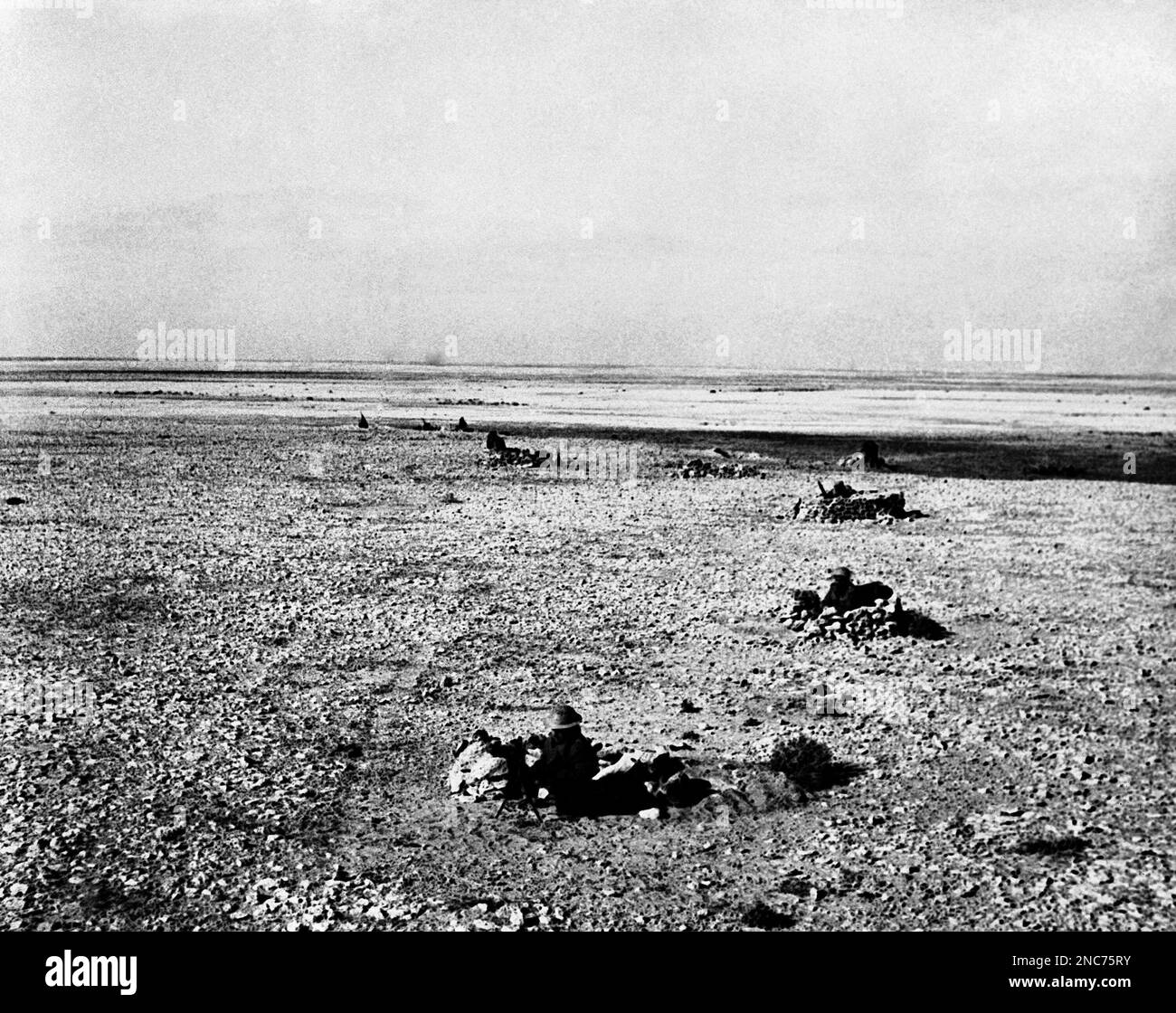 French soldiers on watch from an outpost in Libya on May 26, 1942. The ...