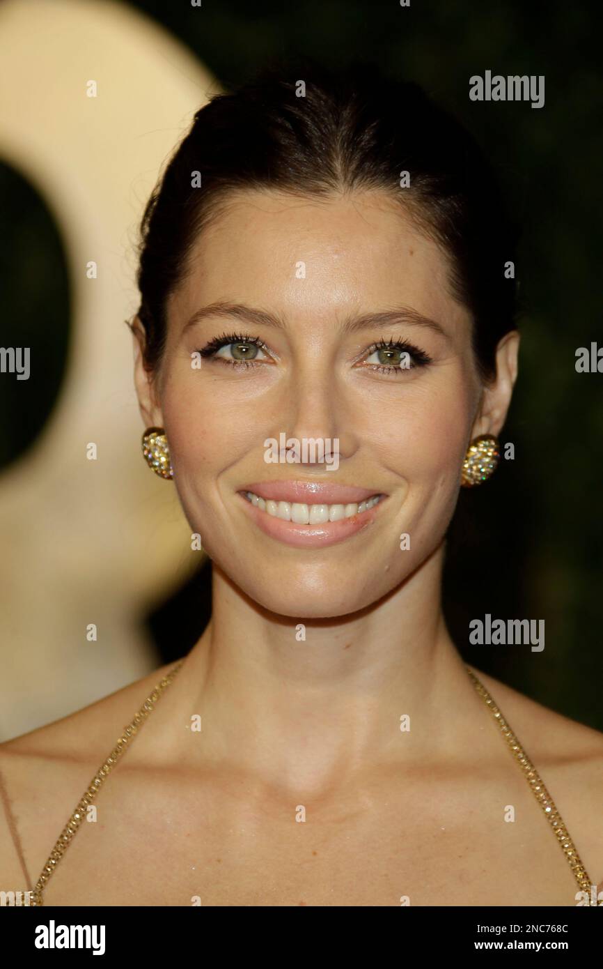 Jessica Biel arrives at the Vanity Fair Oscar Party at the Sunset Tower ...