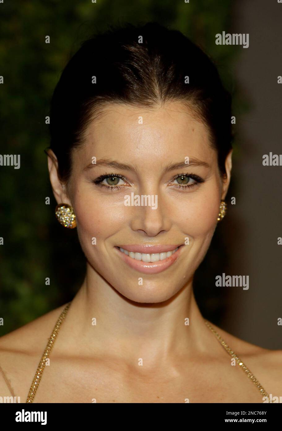 Jessica Biel arrives at the Vanity Fair Oscar Party at the Sunset Tower ...