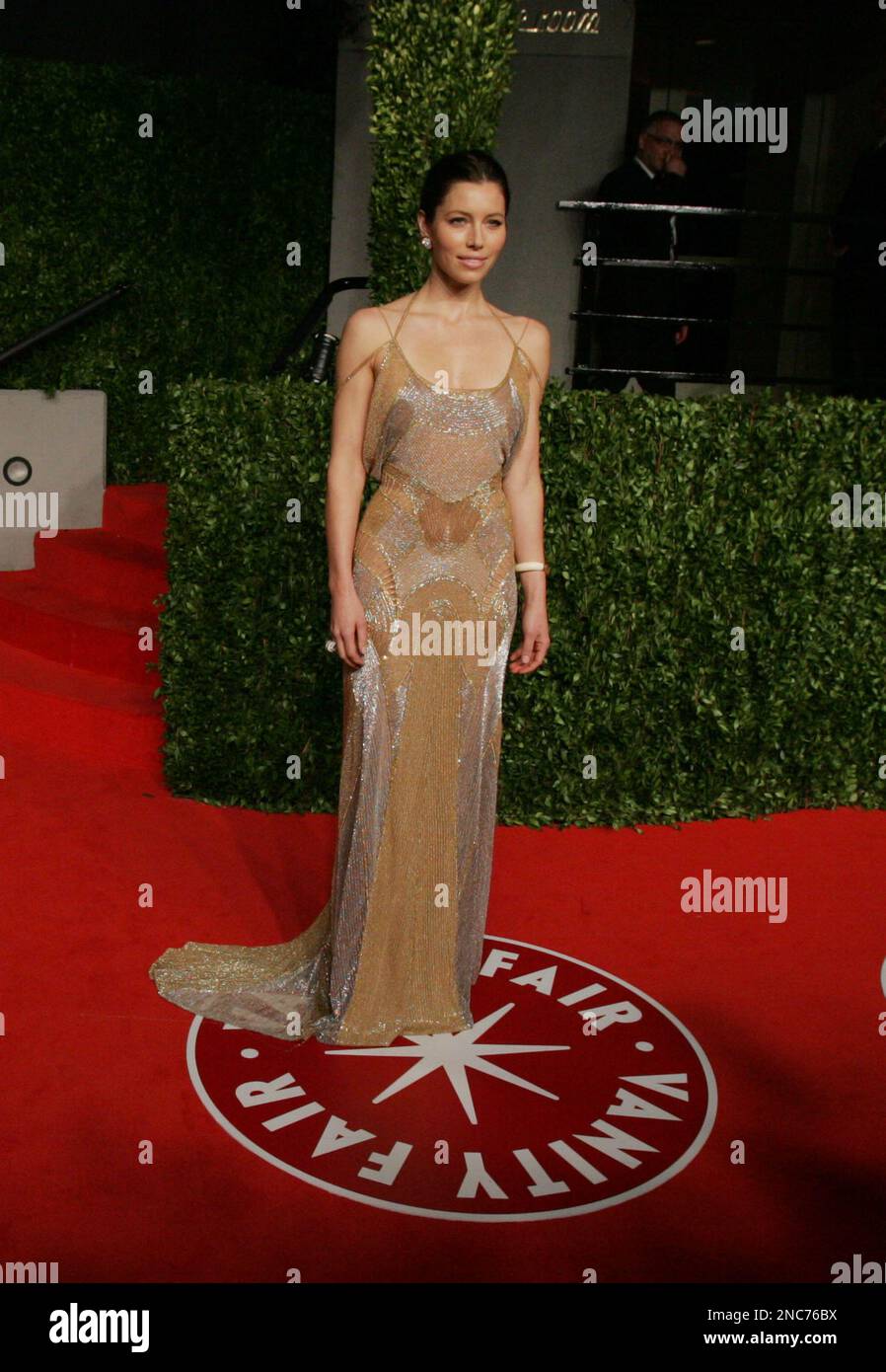 Jessica Biel arrives at the Vanity Fair Oscar Party at the Sunset Tower ...