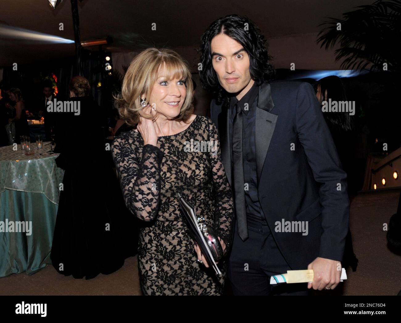 Actor and singer Russell Brand, right, and his mother Barbara Elizabeth ...