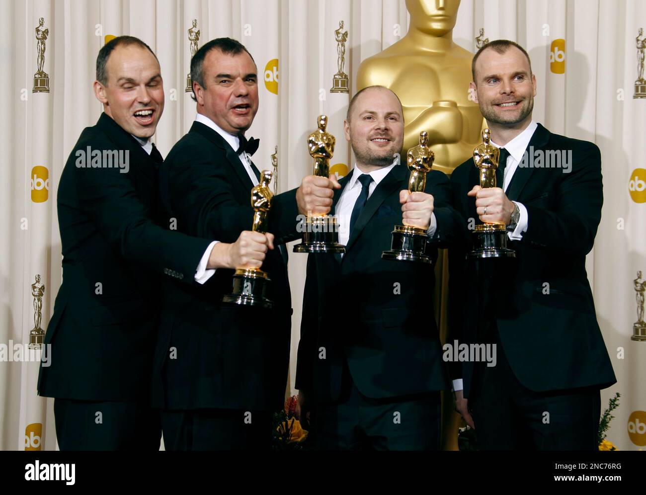 Paul Franklin, left, Chris Corbould, second from left, Andrew Lockley ...