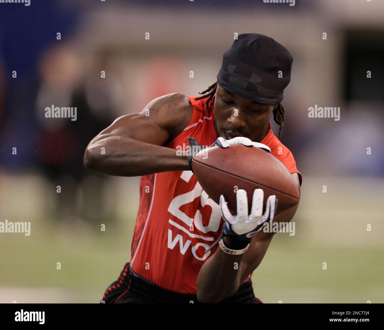Tennessee wide receiver Denarius Moore runs a drill during the NFL ...
