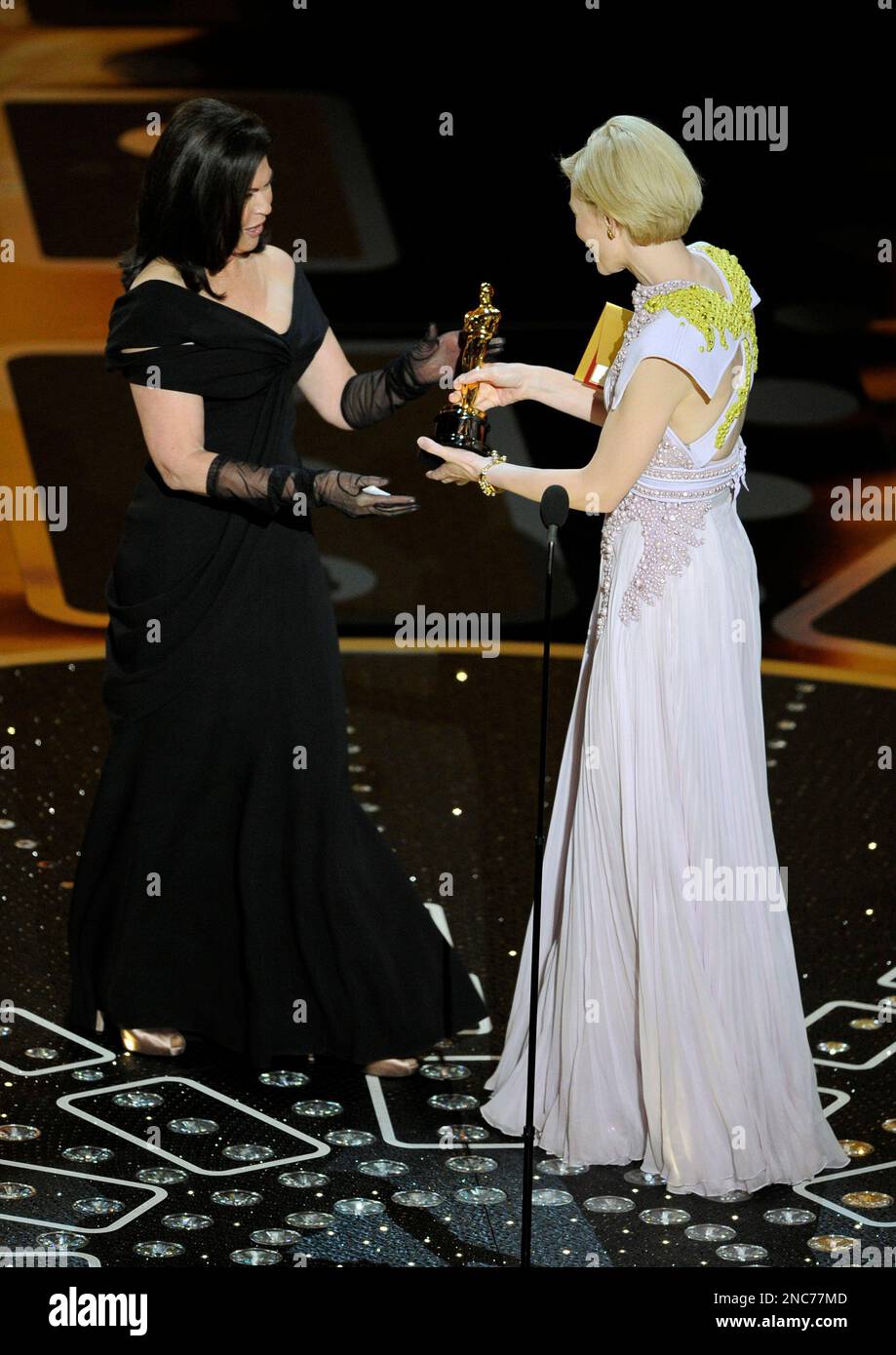 Kate Blanchett gives Colleen Atwood her Oscar for best costume design ...