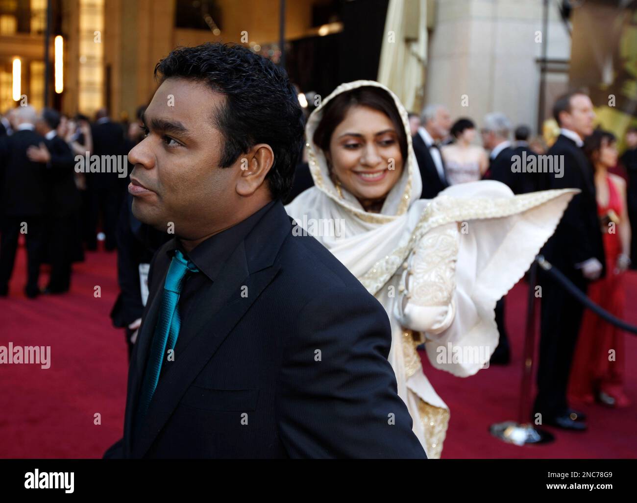 A.R. Rahman, left, and wife Saira Banu arrive at the 83rd Academy ...