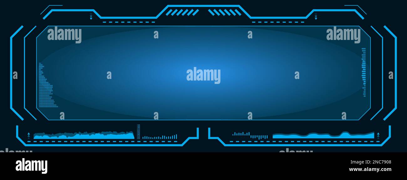 Holographic display with frames and interface. Science Fiction elements ...