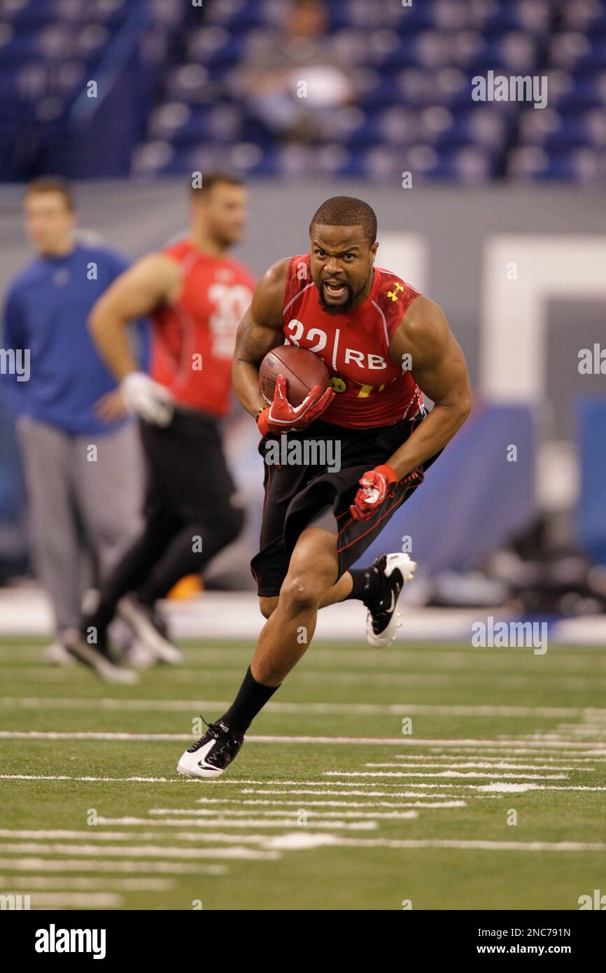 Maryland running back Da'Rel Scott during a drill at the NFL football ...