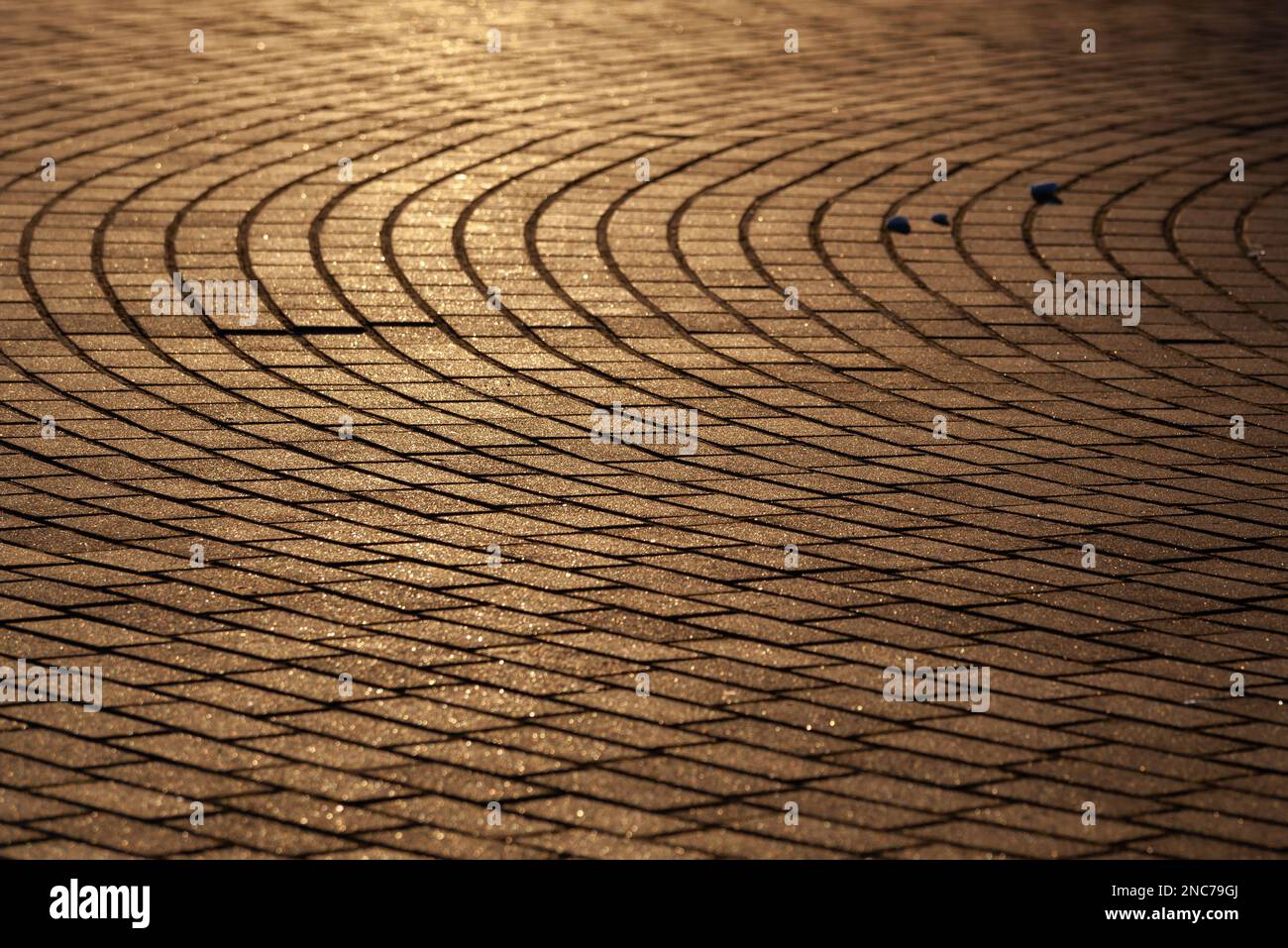 The texture of the sidewalk street in the sunlight. Brown rectangular ...