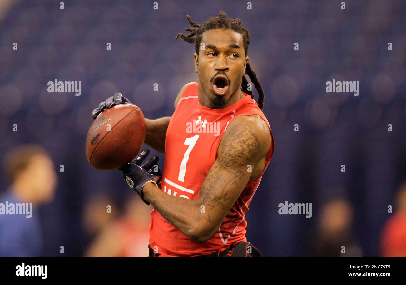 Auburn wide receiver Darvin Adams during a drill at the NFL football ...