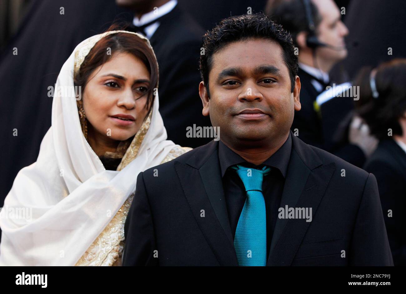 A.R. Rahman, right, and wife Saira Banu arrive before the 83rd Academy ...