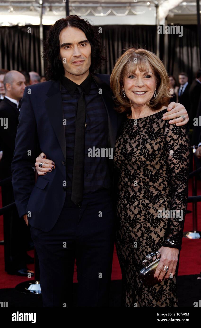 Actor and singer Russell Brand, left, and his mother Barbara Elizabeth ...