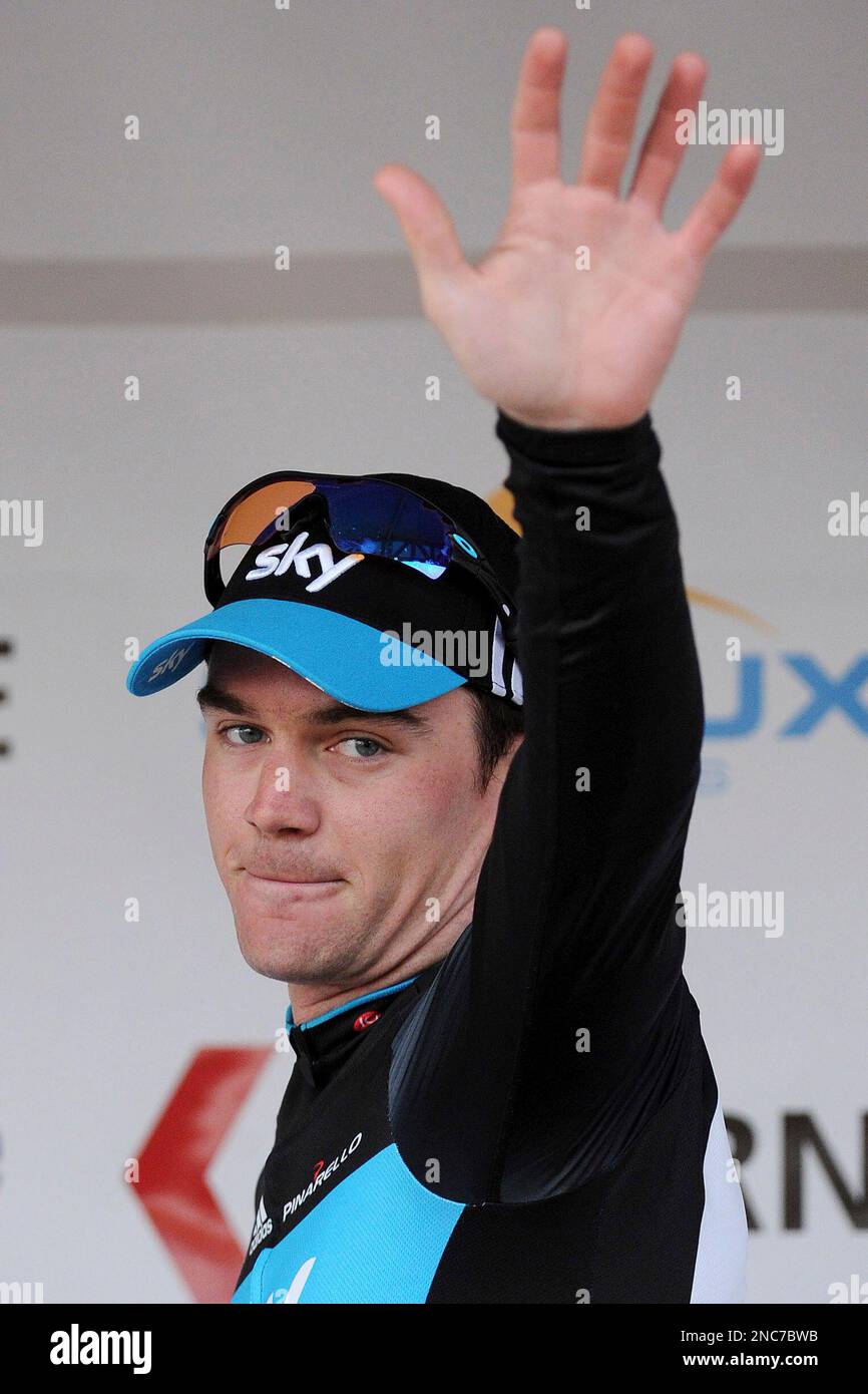 Australia's Christopher Sutton of the Sky Procycling team celebrates as ...