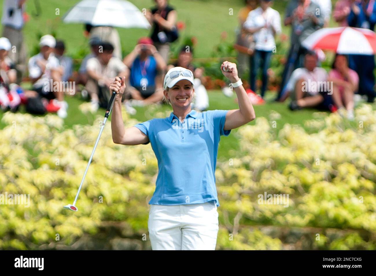 Karrie Webb of Australia celebrates her victory of the HSBC Women's ...