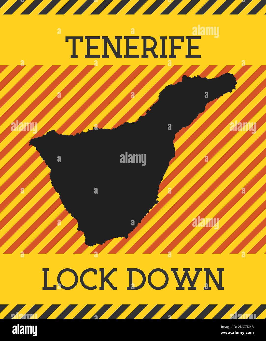 Tenerife Lock Down Sign. Yellow island pandemic danger icon. Vector ...
