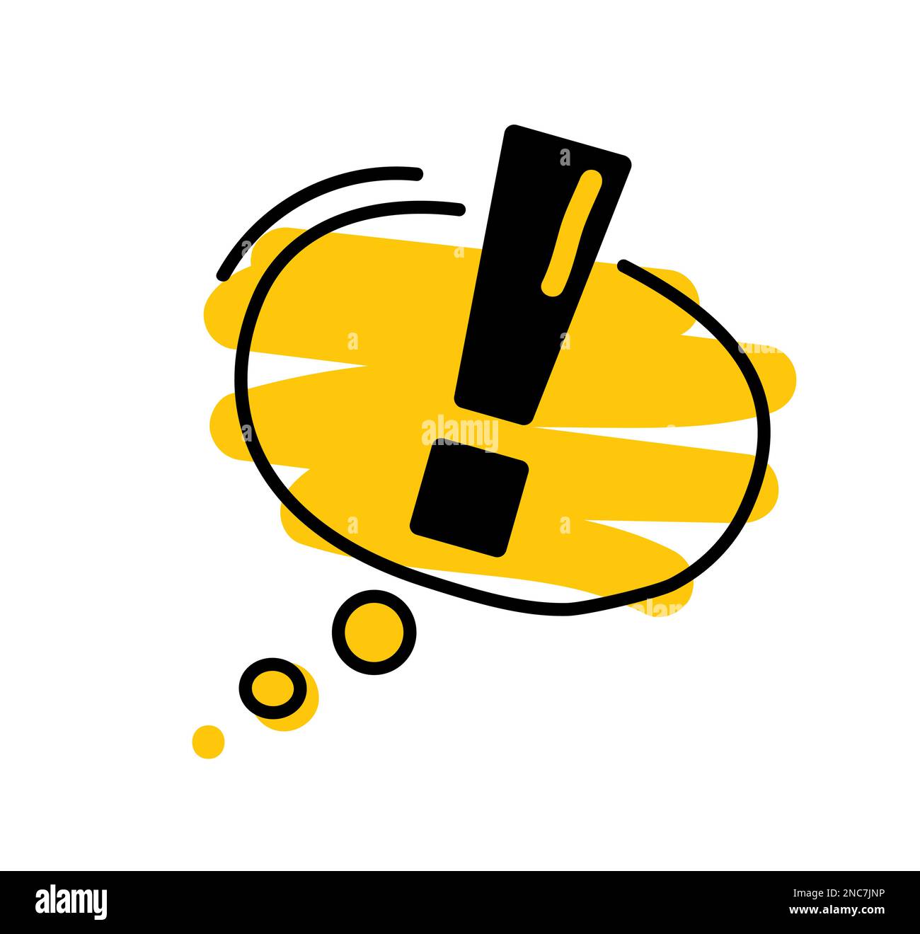 Exclamation mark icon in yellow speech bubble with black line Stock ...