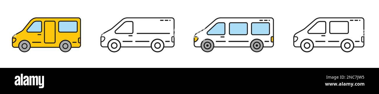 Set Vector icon of minibus. Transport linear style icon Stock Vector ...