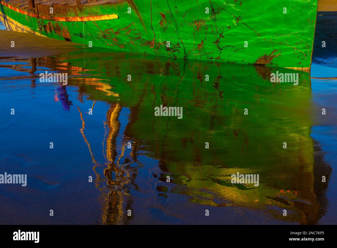 Green Boat Reflection Stock Photo - Alamy