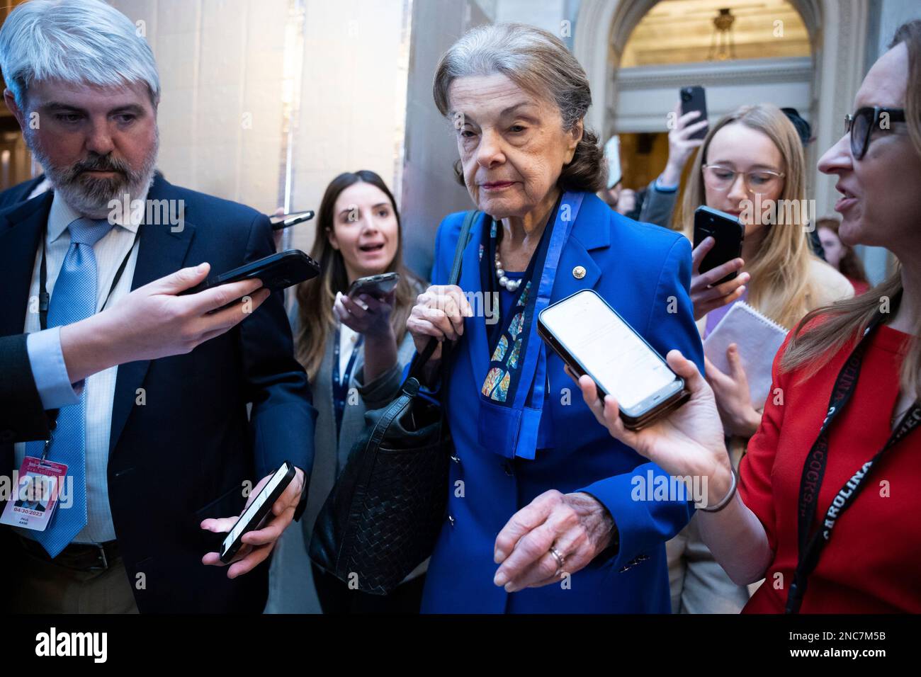 Sen. Dianne Feinstein (D-Calif.) speaks with reporters at the U.S ...