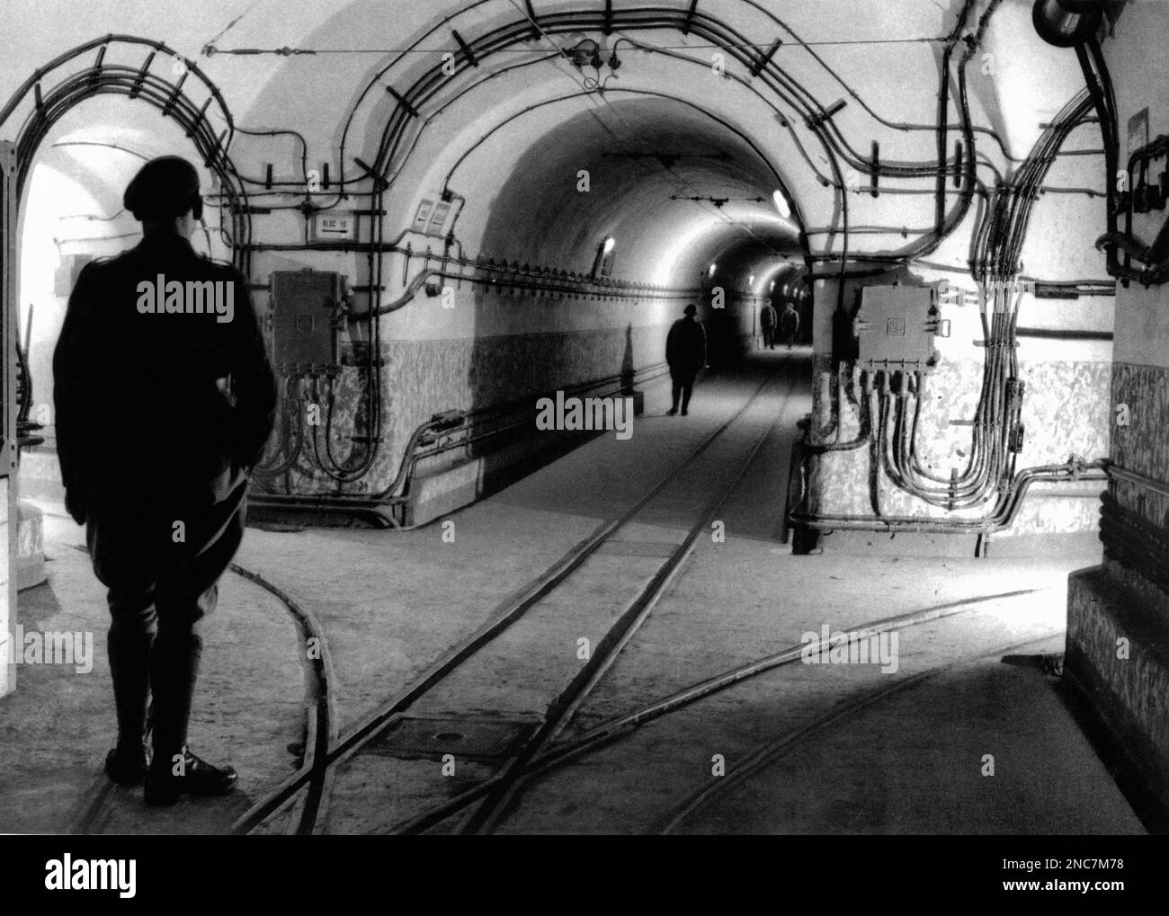 French troops guarding underground railroad system which connected ...