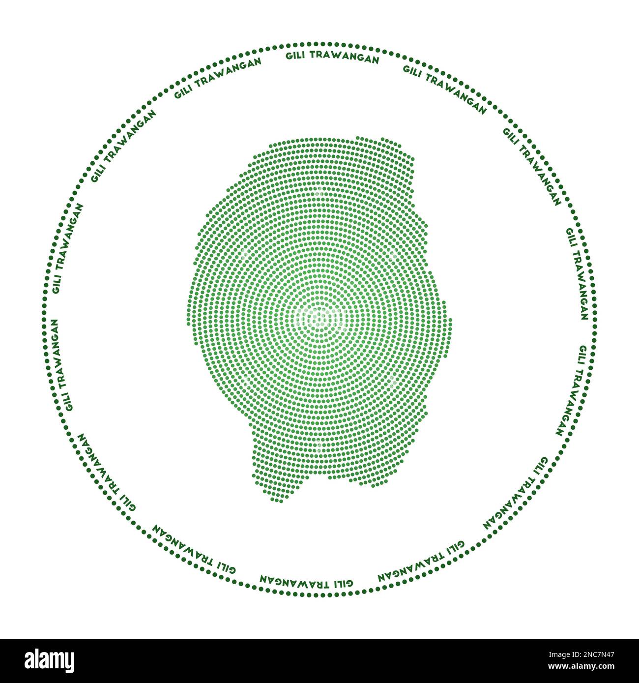 Gili Trawangan round logo. Digital style shape of Gili Trawangan in ...