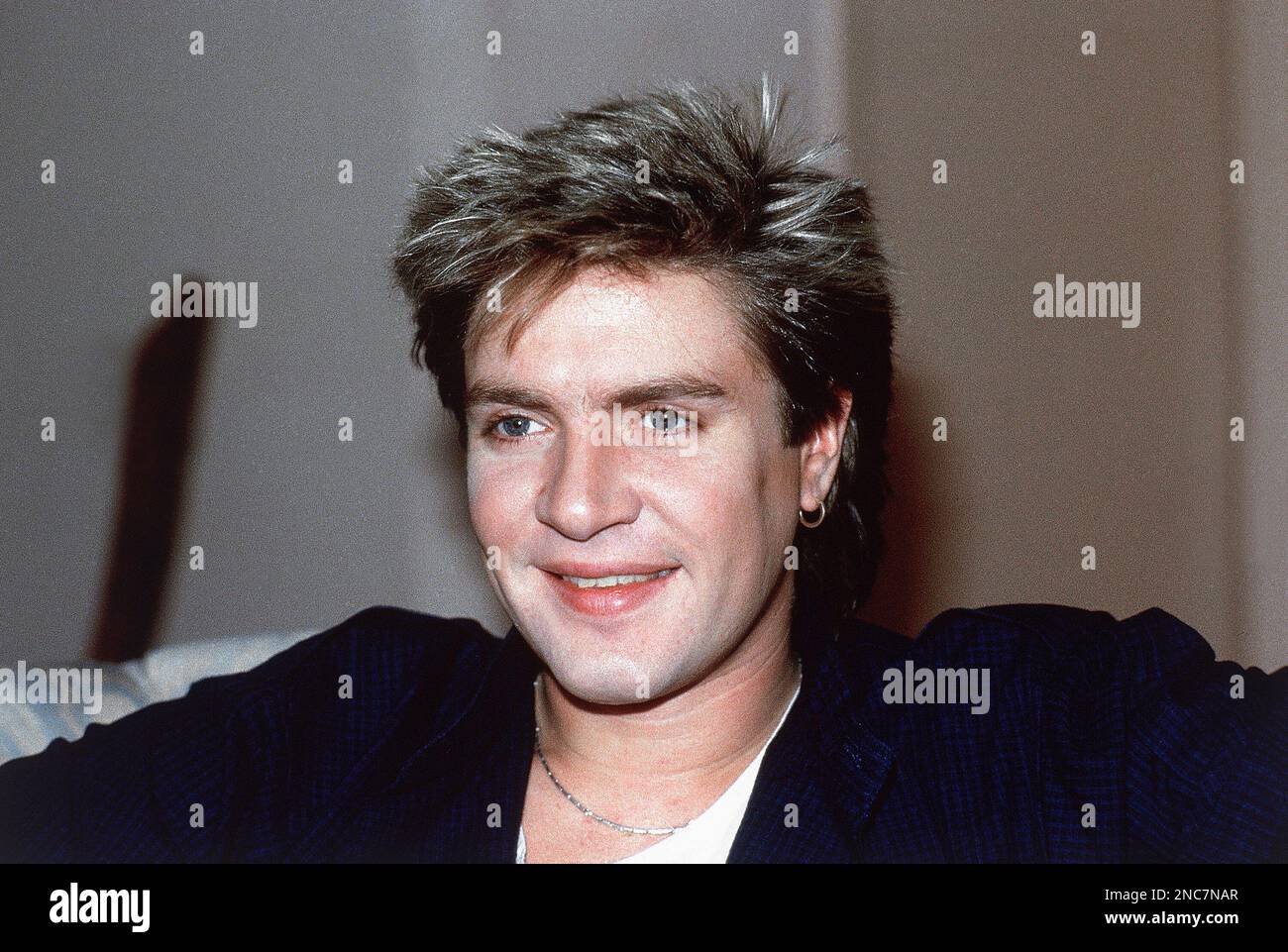 Portrait of English musician Simon Le Bon, lead singer of the band ...