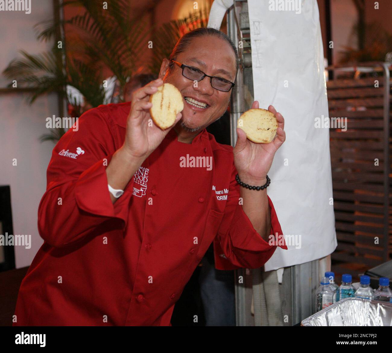 Chef Masaharu Morimoto showing his buns while participating in the FIJI ...