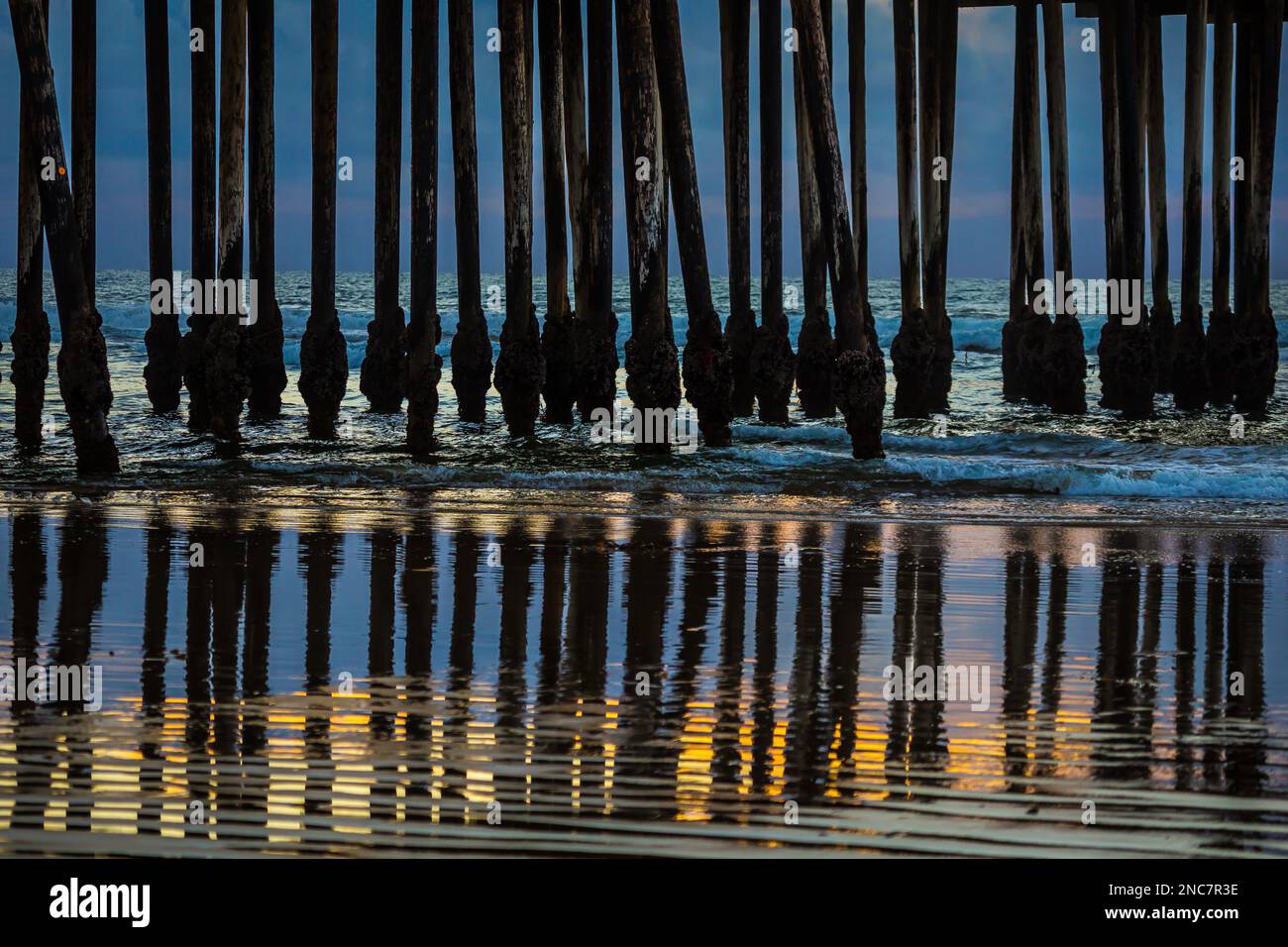 Pismo Beach Pier Posts Stock Photo - Alamy