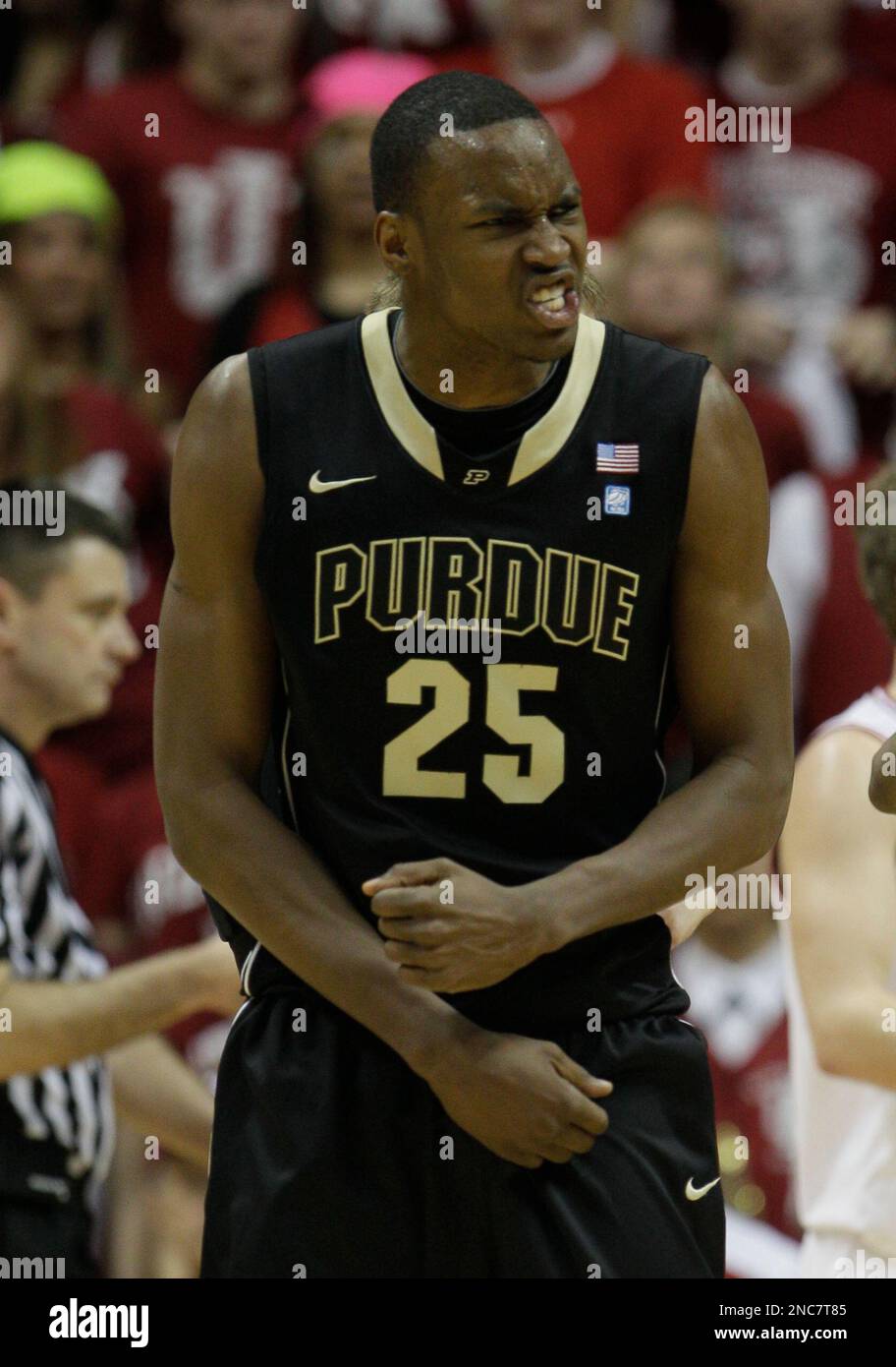 Purdue center JaJuan Johnson (25) reacts during the second half of an ...