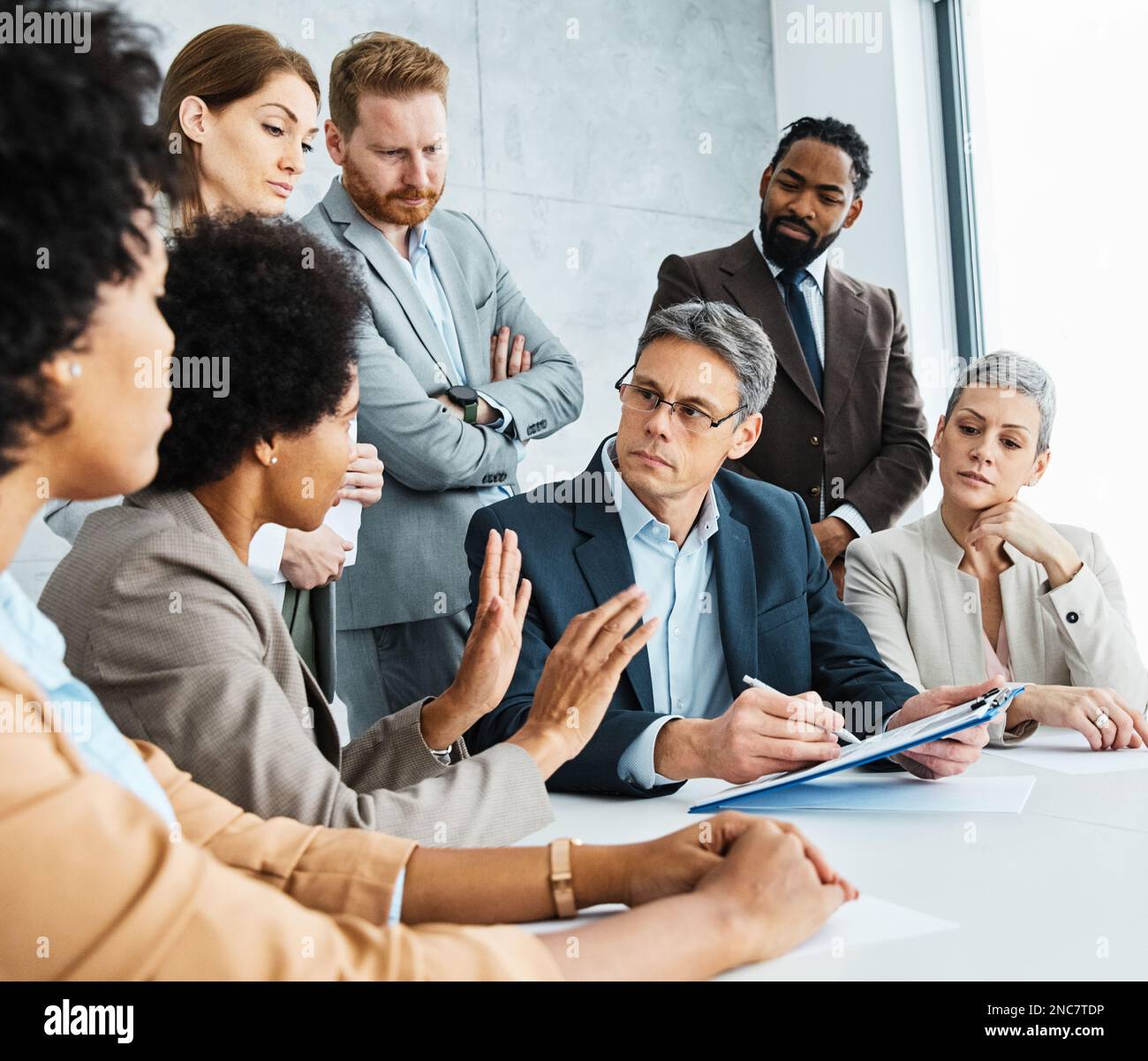 young business people meeting office teamwork group contract signing ...