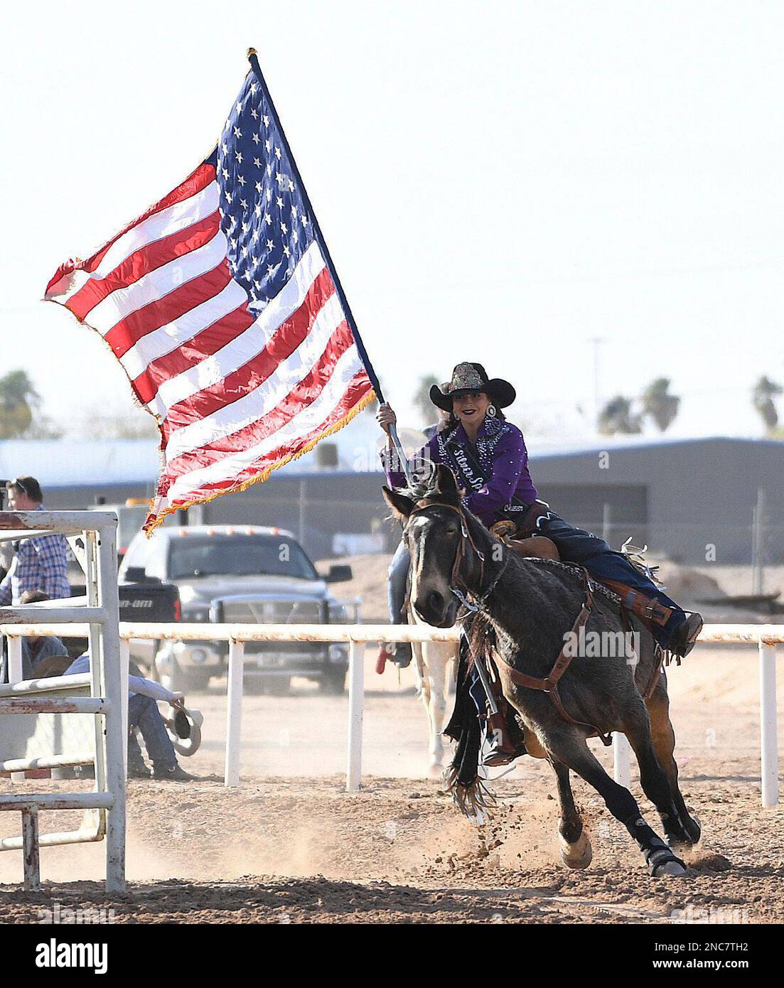 Outgoing Yuma Silver Spur Rodeo Queen Abiela Conde enters the arena ...