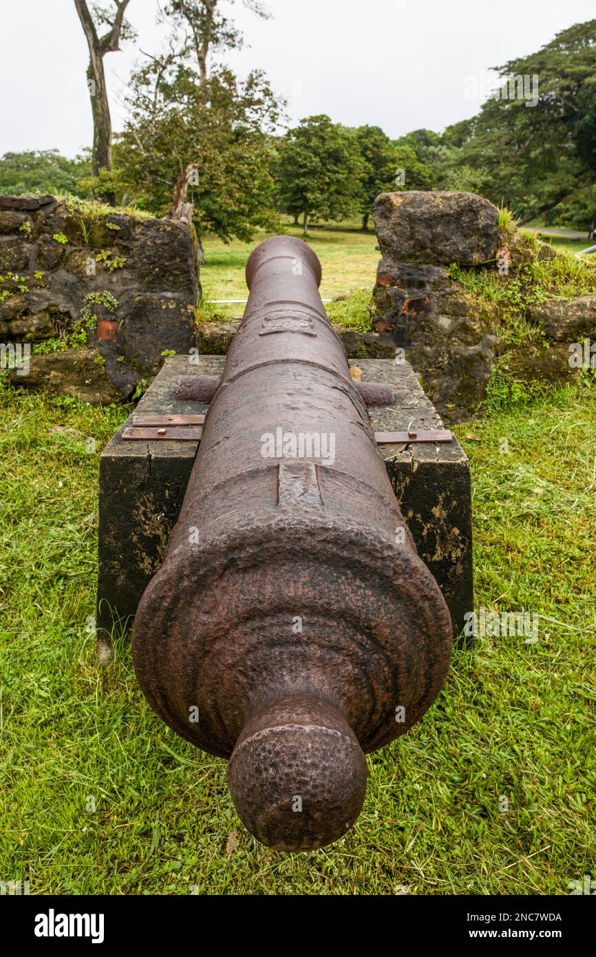 Captured British cannon at the ruins of Fort San Lorenzo, at the mouth ...