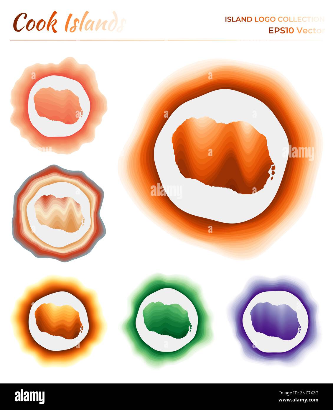 Cook Islands logo collection. Colorful badge of the island. Layers ...