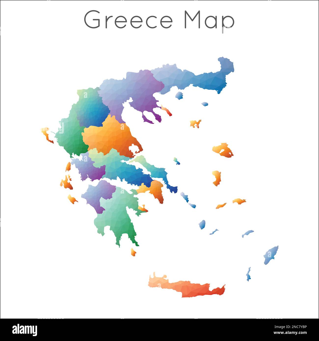 Low Poly map of Greece. Greece geometric polygonal, mosaic style map ...