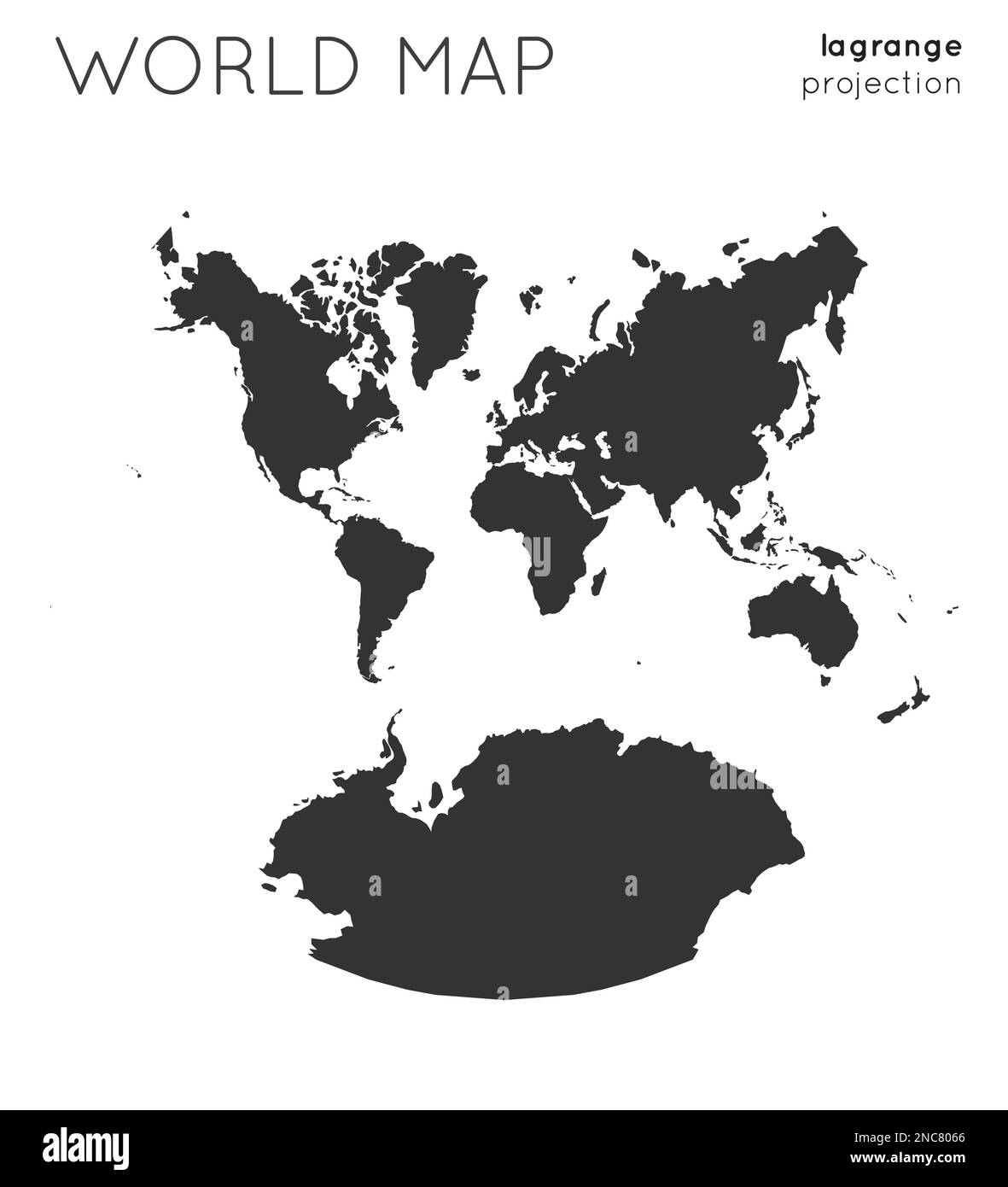 World map. Globe in Lagrange projection, plain style. Modern vector ...