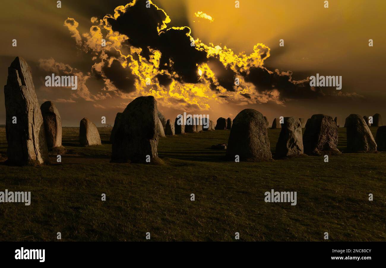 The Ale Stones are a funerary megalithic monument located in Scania, in ...