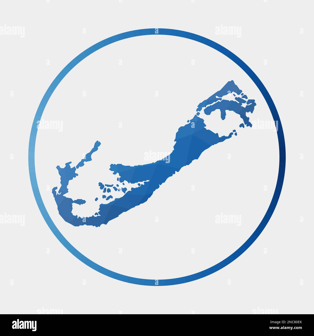 Bermuda icon. Polygonal map of the island in gradient ring. Round low ...