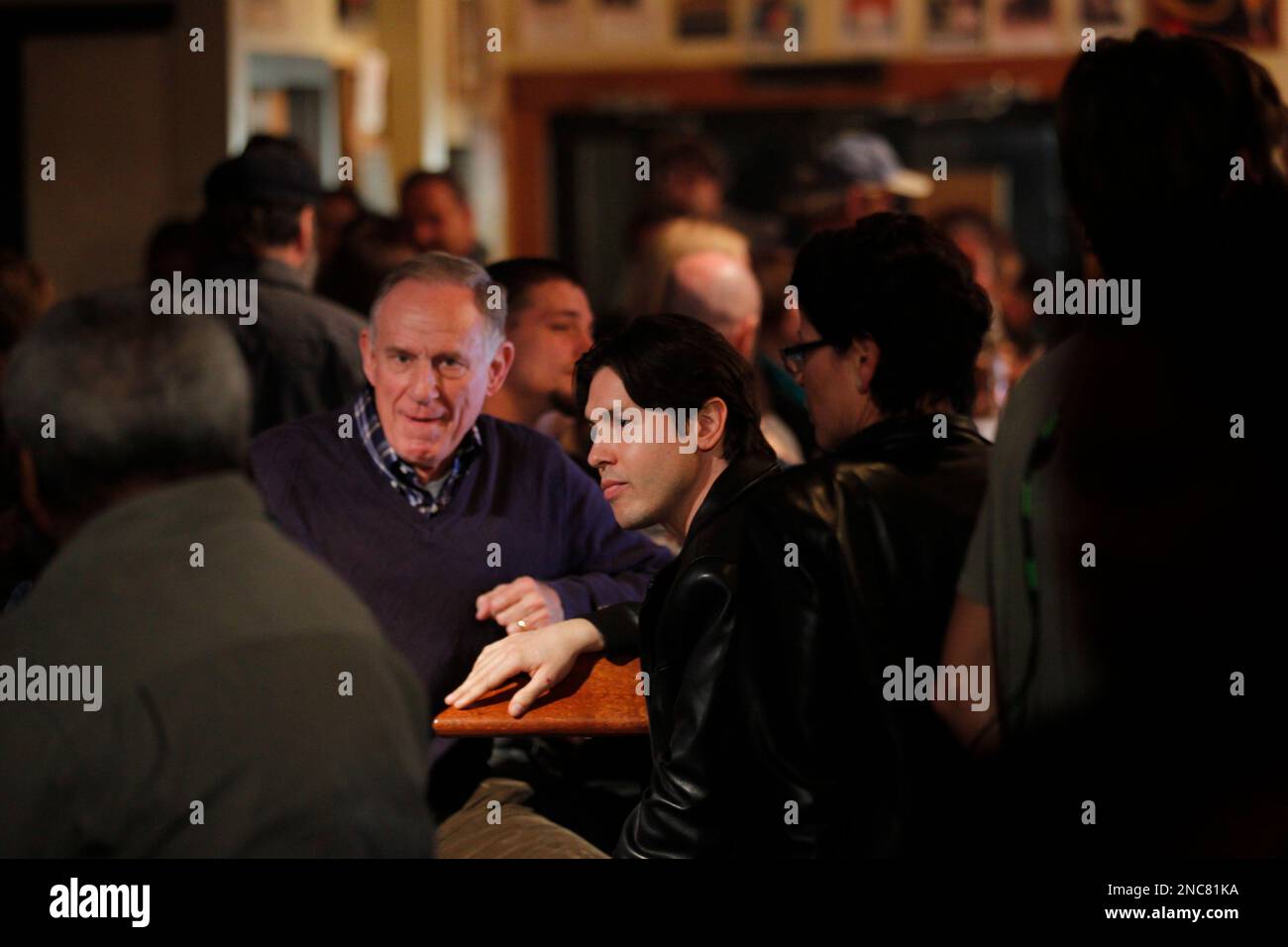 Actors John Seda, right, and Dan Ziskie, left, are seen between takes ...