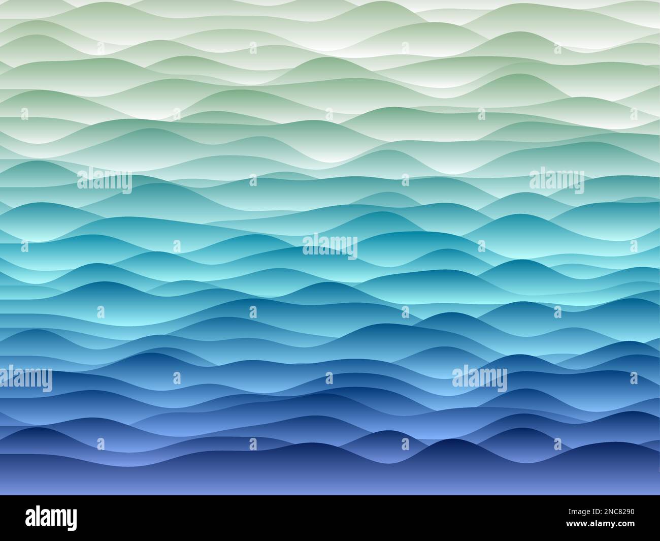 Abstract curves background. Smooth curves with gradients in green and ...