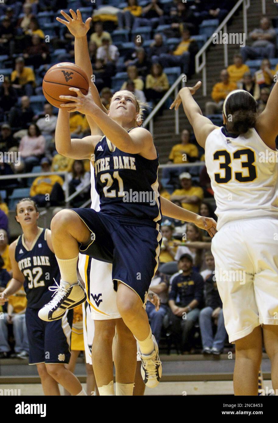 Notre Dame's Natalie Novosel (21) shoots over West Virginia's Ayanna ...