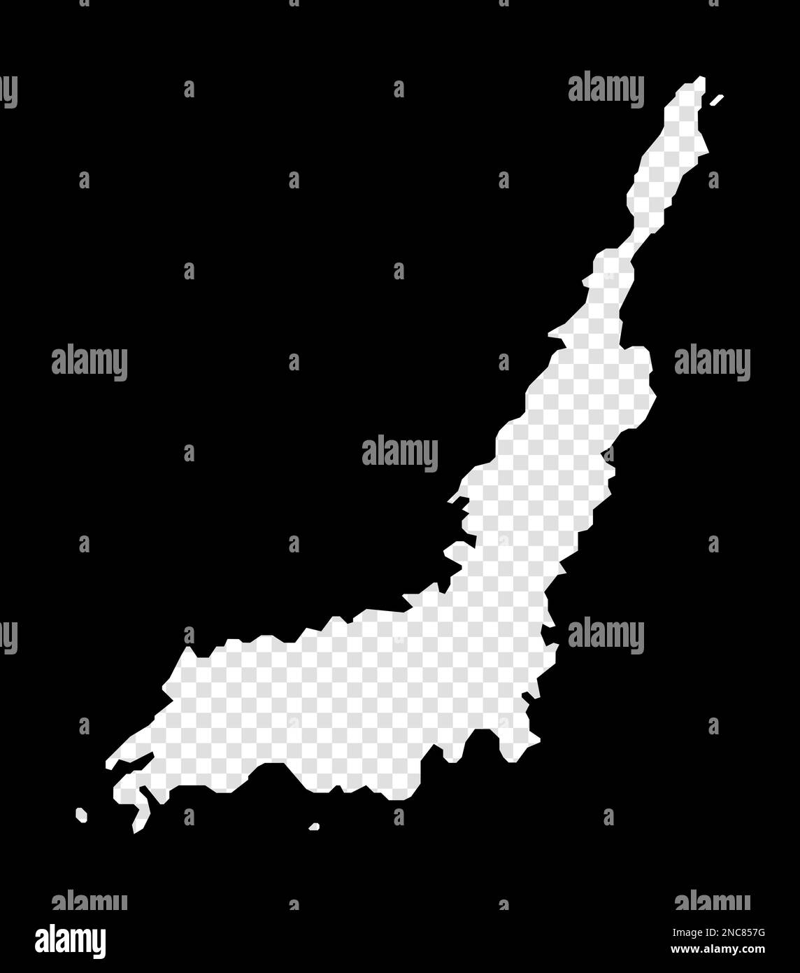 Stencil map of Lembeh. Simple and minimal transparent map of Lembeh. Black rectangle with cut ...