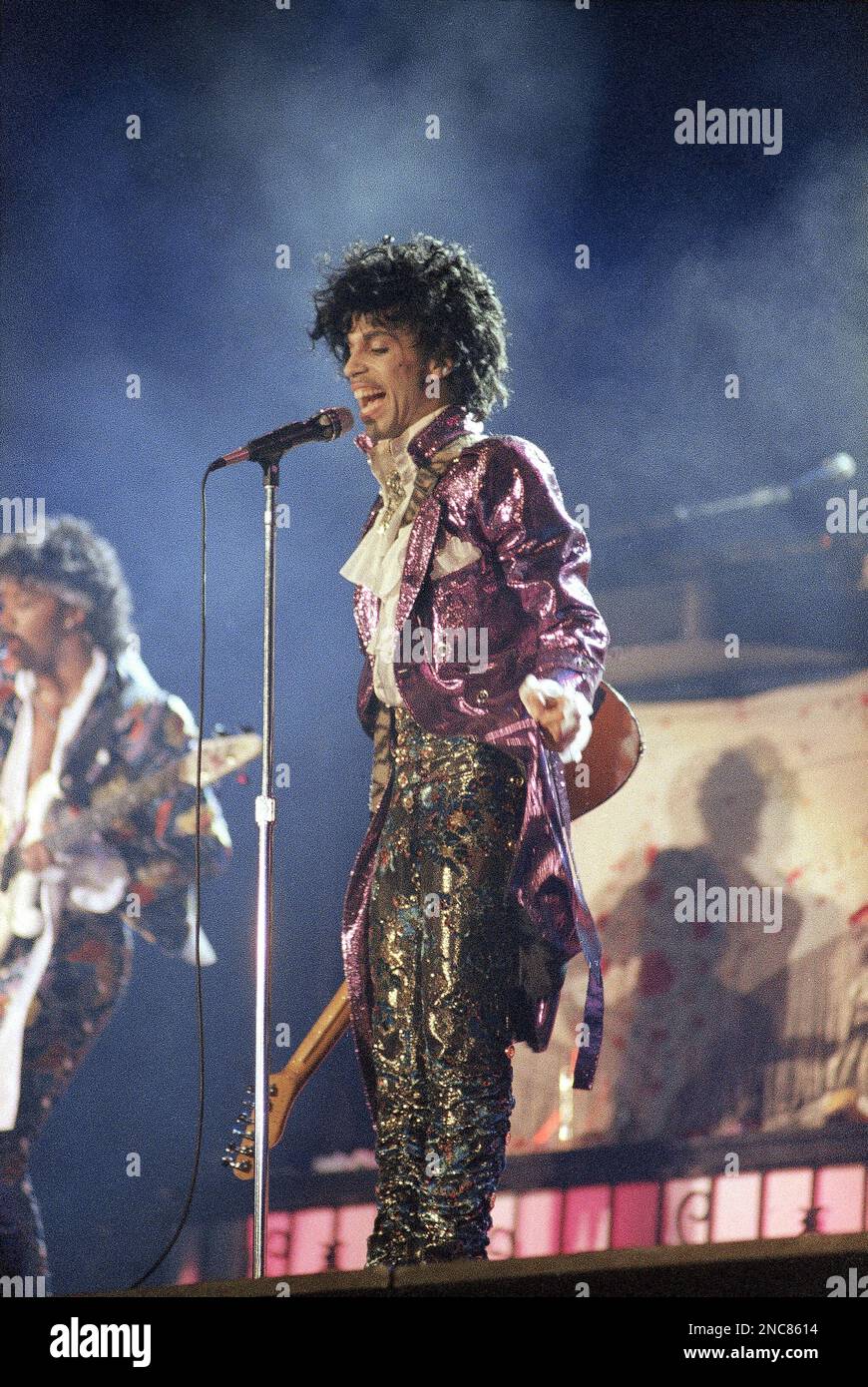 Singer Prince is shown in concert in 1985, location unknown. (AP Photo ...