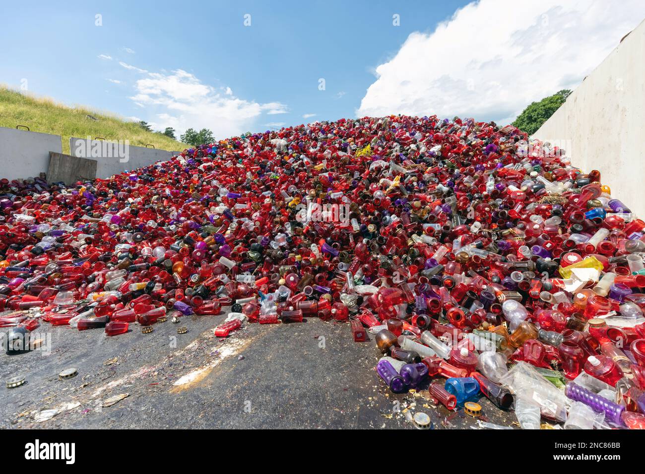 Big heap of waste collected after All Saints Day, plastic tombstone ...