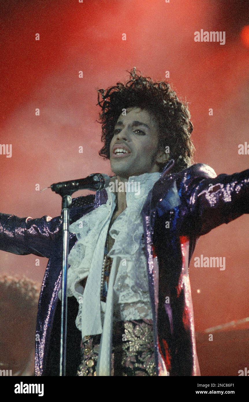 Rock singer Prince performs at the Forum in Inglewood, Calif., during ...