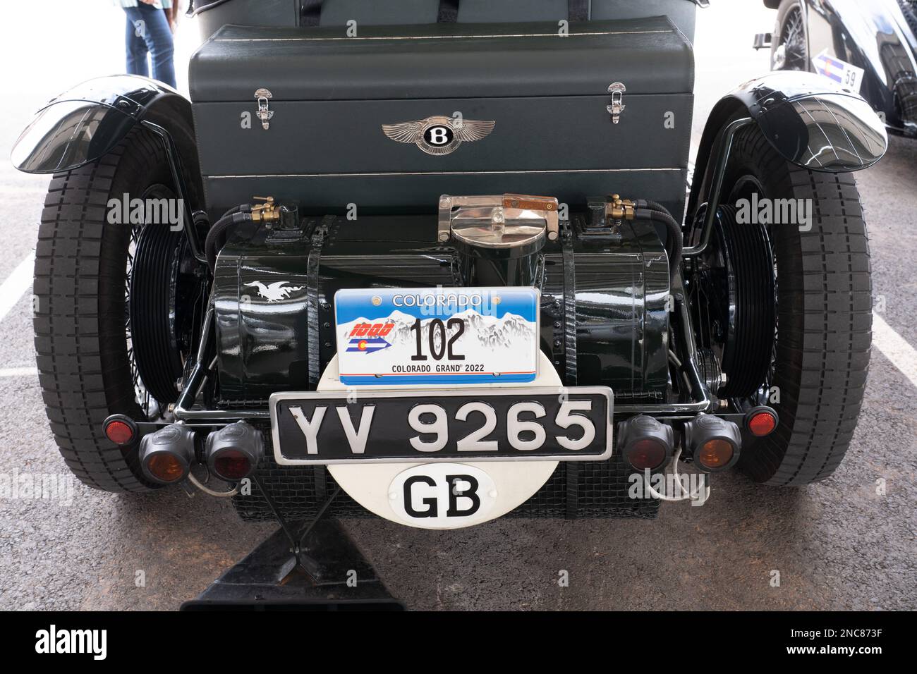 Fuel tank on a vintage British-built 1928 Bentley 4 1/2 Litre Le Mans ...