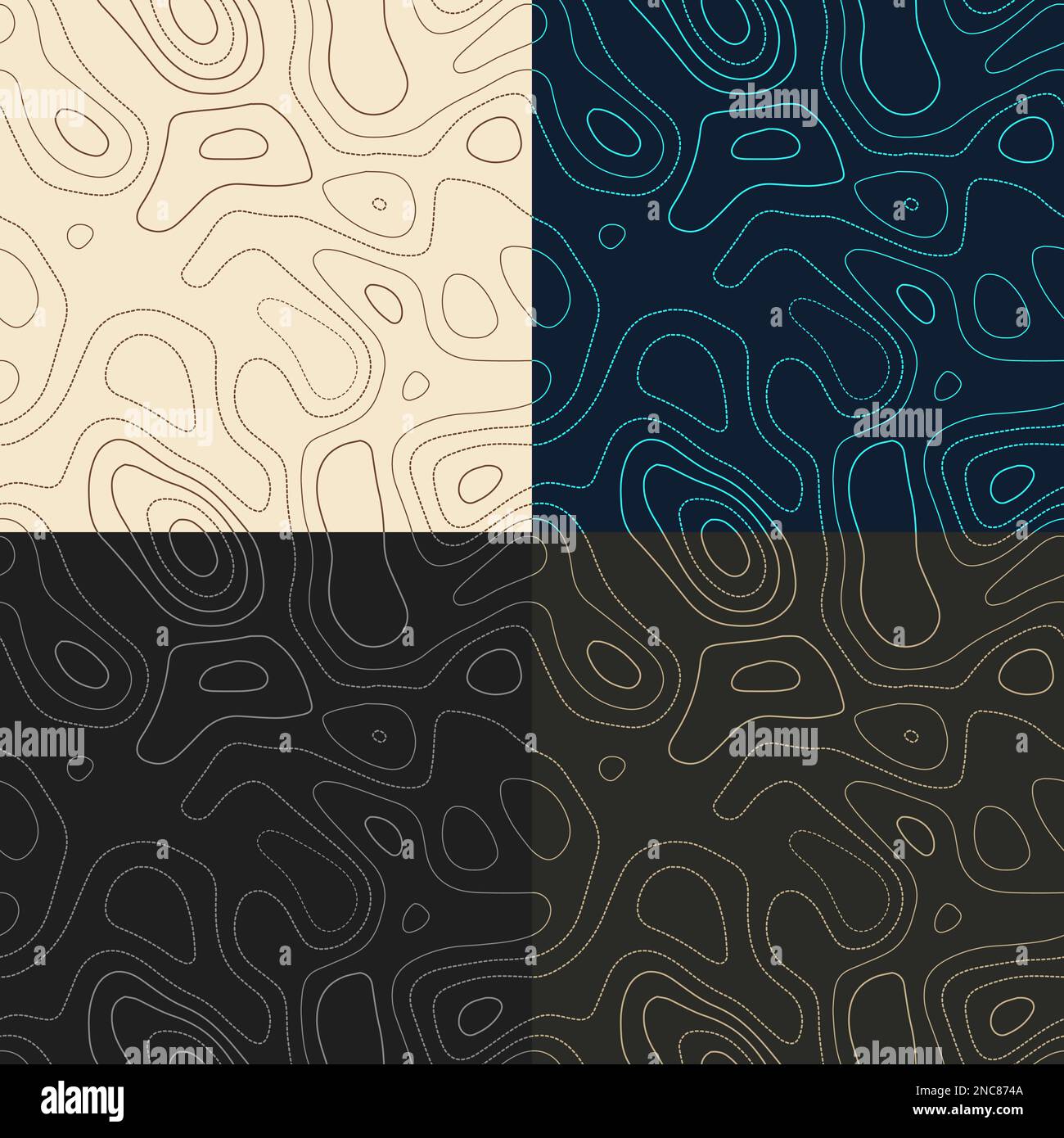 Topography patterns. Seamless elevation map tiles. Astonishing isoline ...