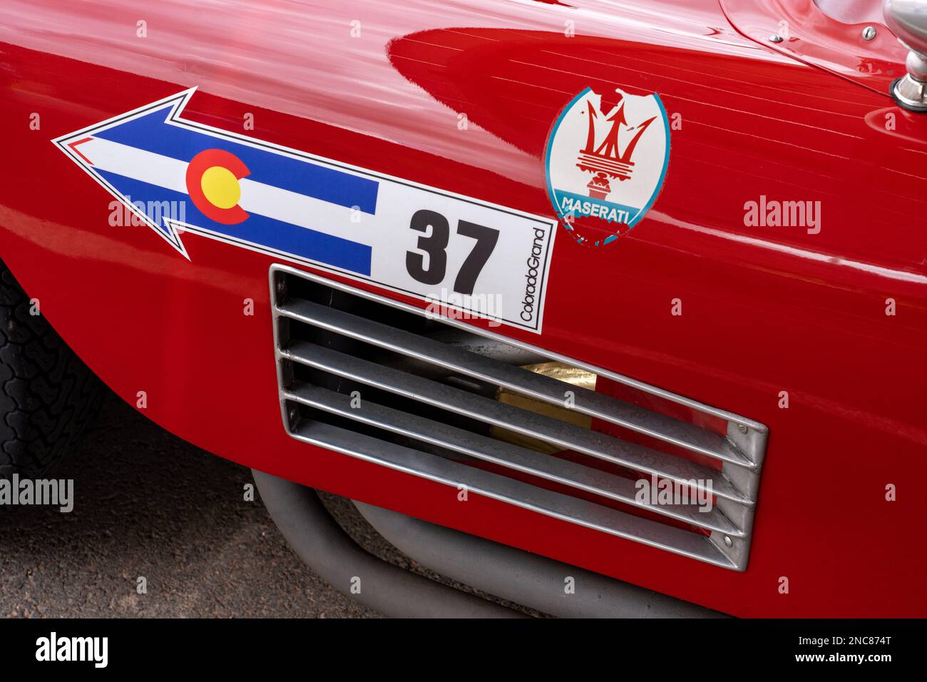 Side view of a rare 1955 Maserati 300S race car in the Colorado Grand ...