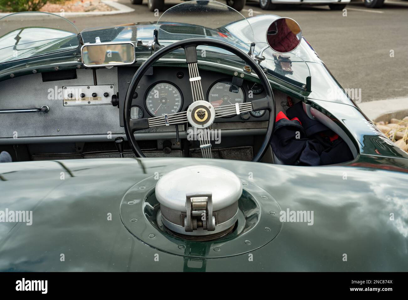 Fuel cap & cockpit of a rare British-made 1952 Jaguar C-Type former ... Fuel cap & cockpit of a rare British-made 1952 Jaguar C-Type former ...